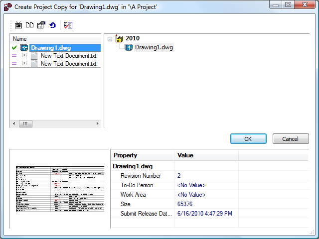 Copying a master document to a project