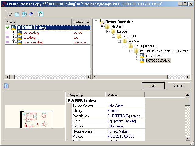 Copying a master document to a project folder